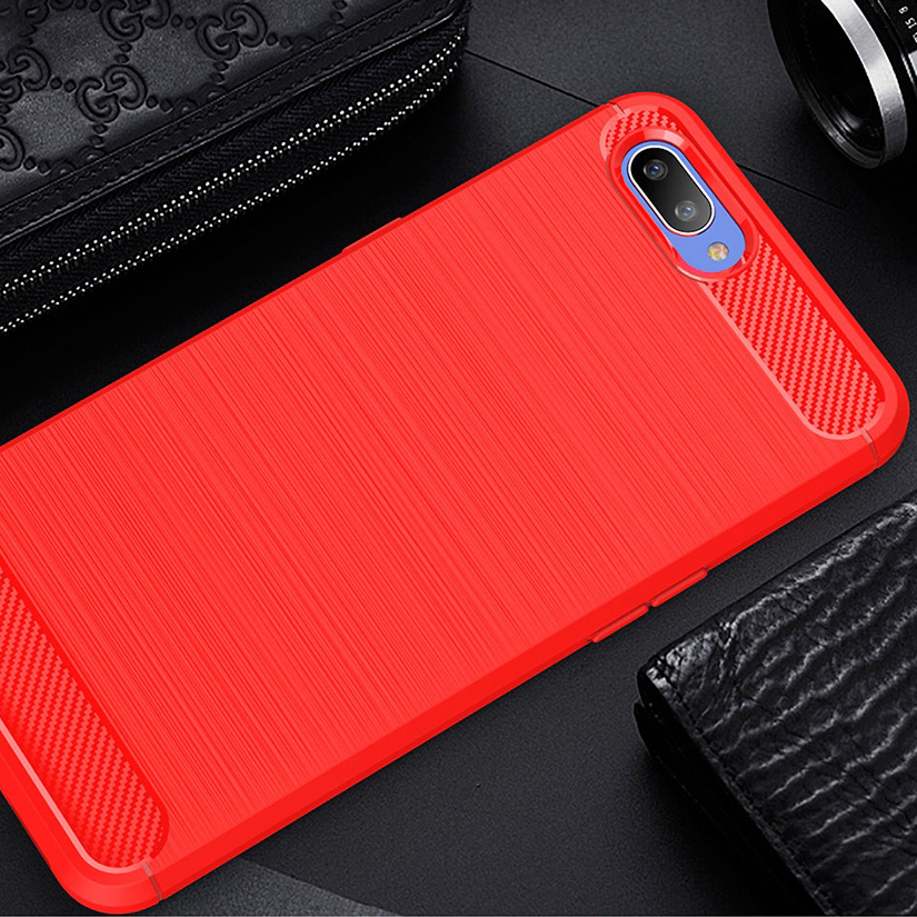 Flexi Slim Carbon Fibre Case for Oppo A3s / AX5 (Red)